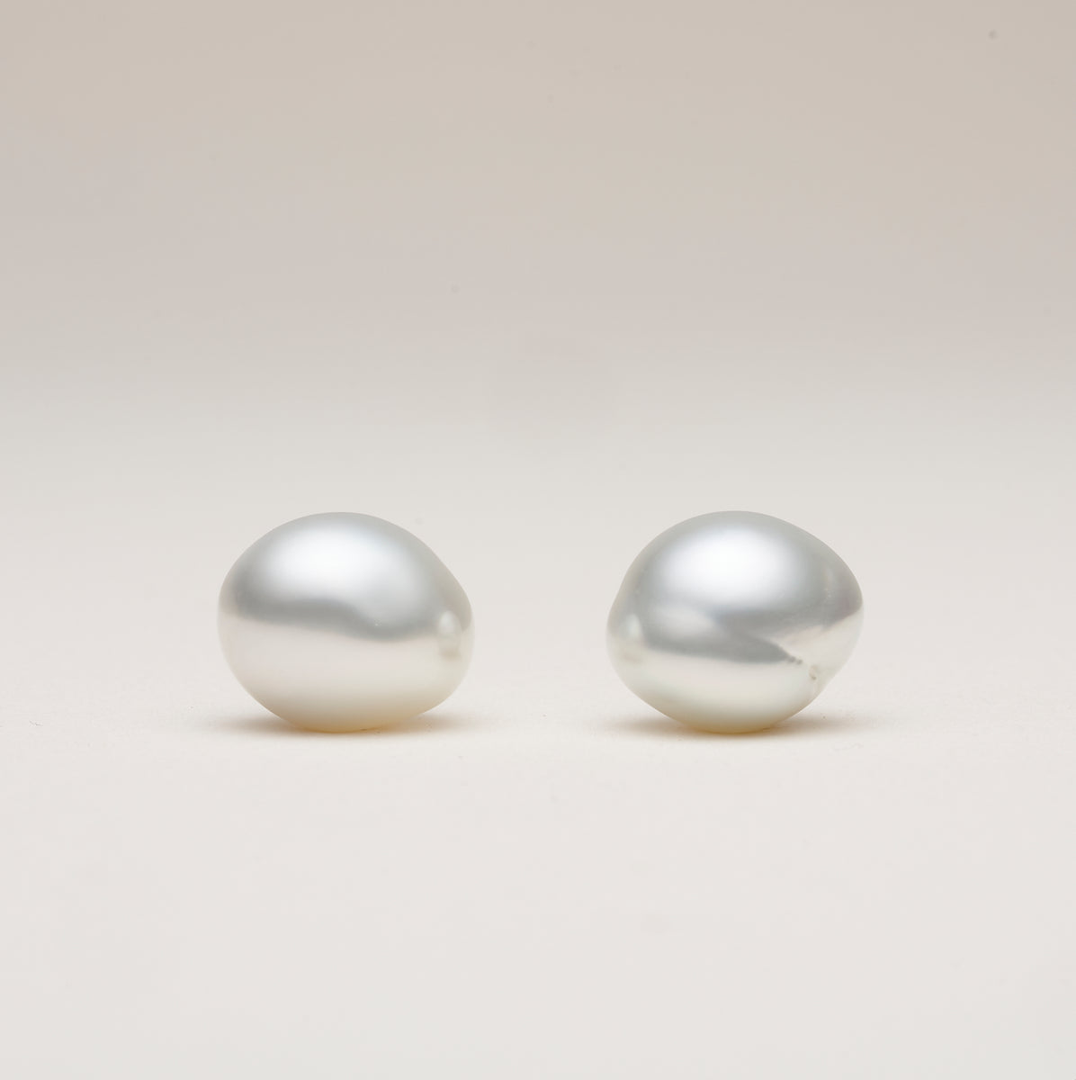 Pair of Rough Baroque 10 mm pearls, Flawless After Setting Complexion ...