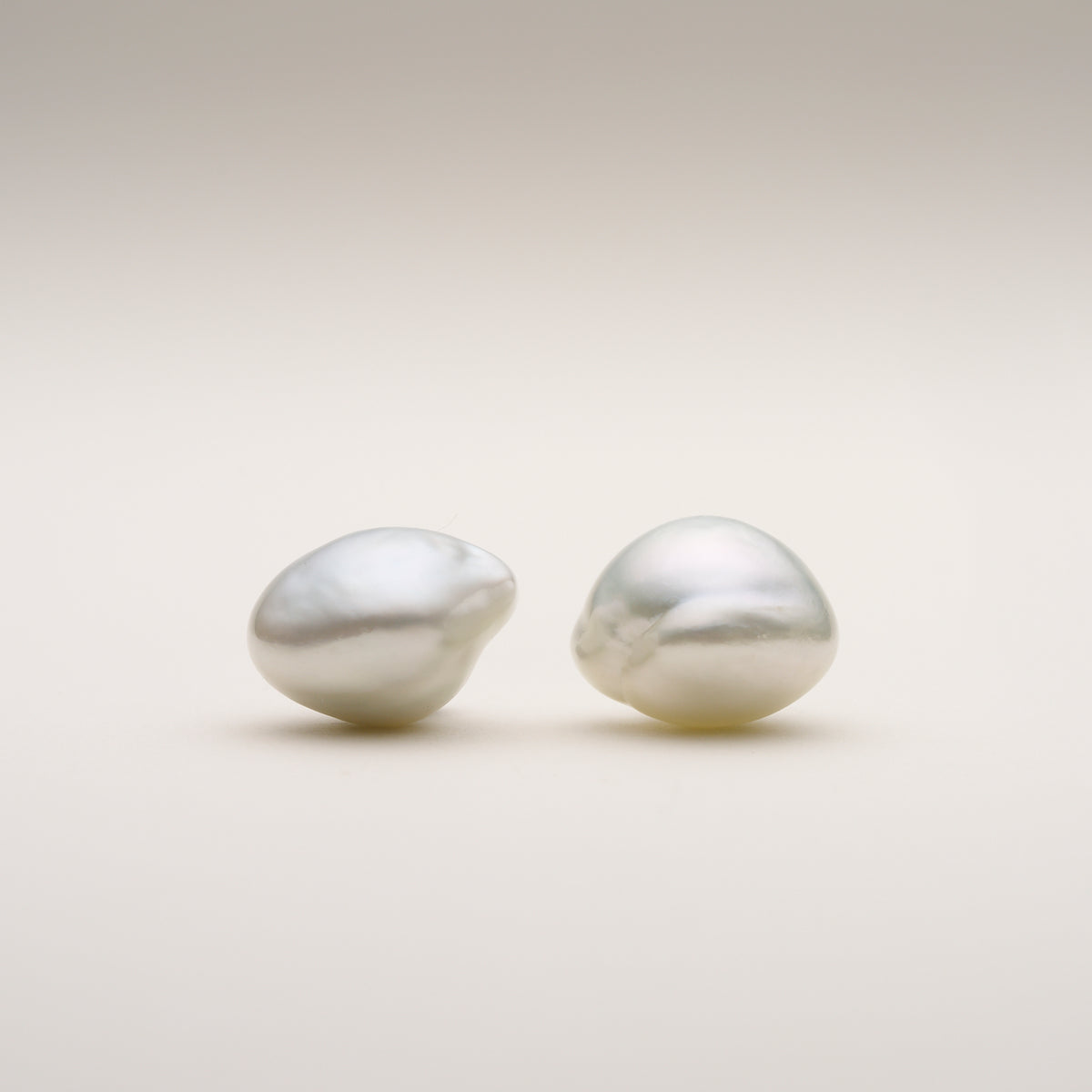 Pair of Rough Baroque 13 mm pearls, Flawless Complexion, AAA/AA Lustre ...